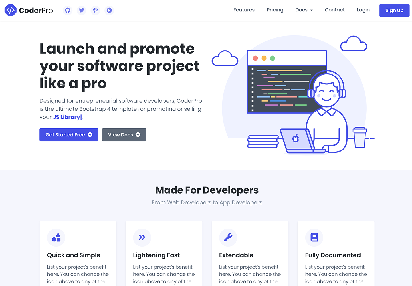 CoderDocs - Bootstrap Documentation Template For Software Projects